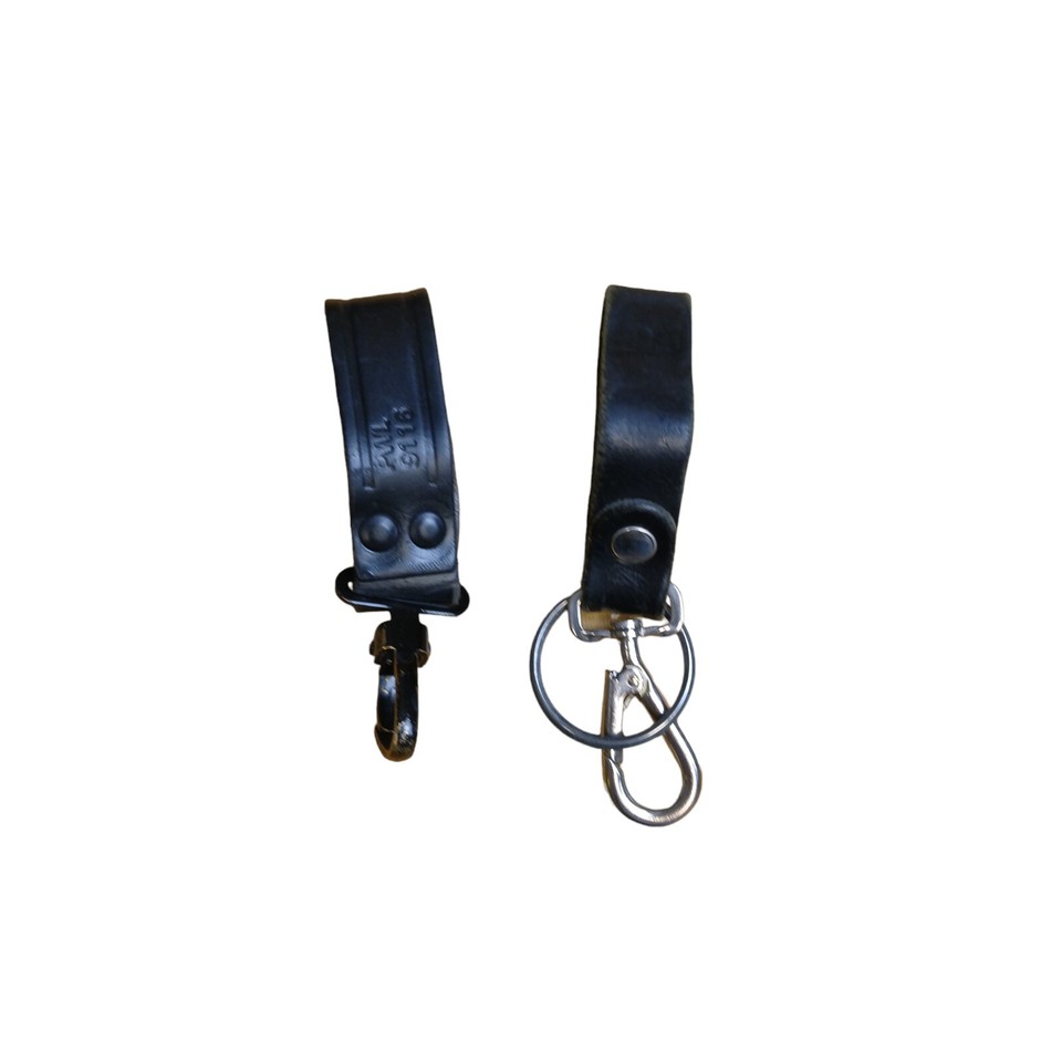 1 Pair PWL Ex Police Leather Key Holder's Metal Clip Belt Loop Security ...