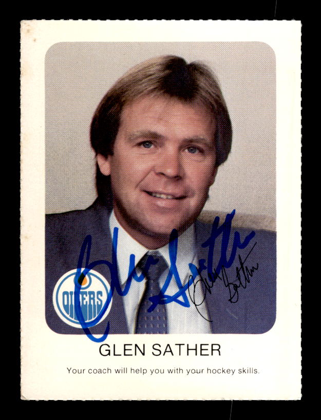 1982-83 Red Rooster Edmonton Oilers Glen Sather Autograph Signed Card ...