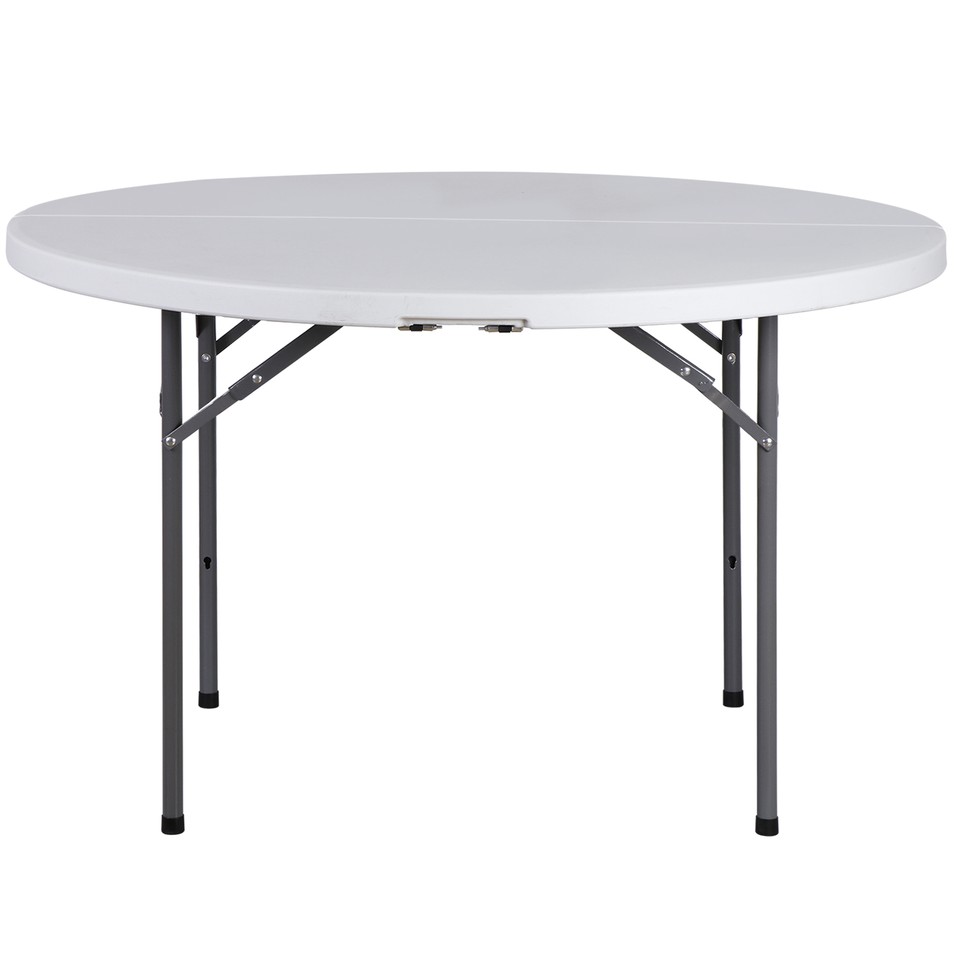 48" Portable Round Folding Card Table Plastic Utility Table w/Handle ...