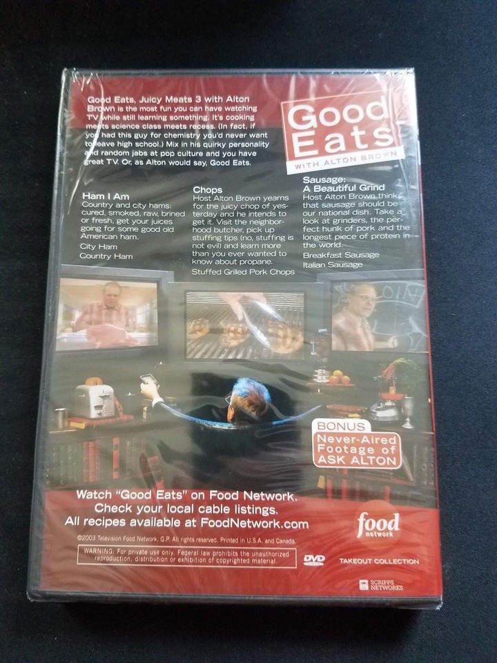 Good Eats with Alton Brown Juicy Meats 3 DVD Food Network Takeout ...