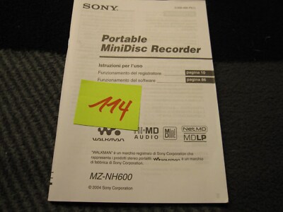 Manual Anleitung für Minidisc Walkman Sony NH600 MD Sprache > siehe ...