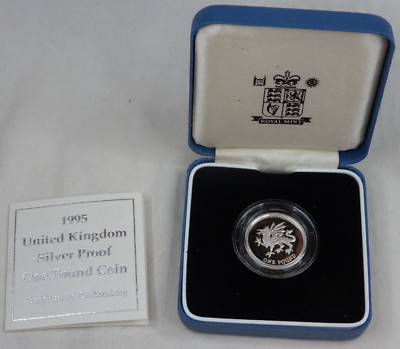 1995 United Kingdom Silver Proof One Pound Coin Sterling Elizabeth II ...