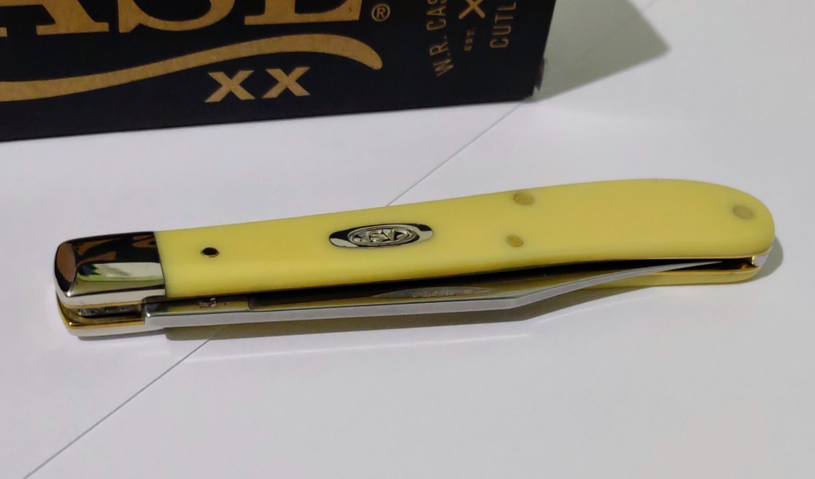CASE XX VINTAGE YELLOW TRAPPER HUNTING POCKET KNIFE U.S.A SINGLE BLADE ...