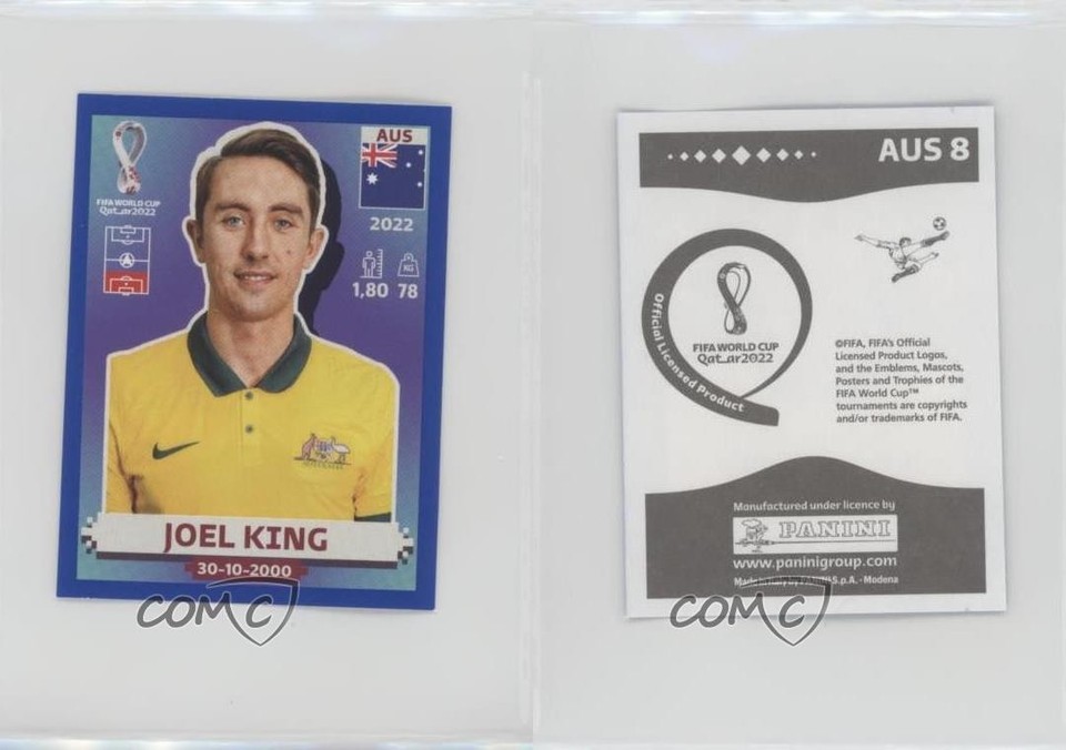 2022 Panini FIFA World Cup Qatar Stickers Australia Blue Joel King # ...