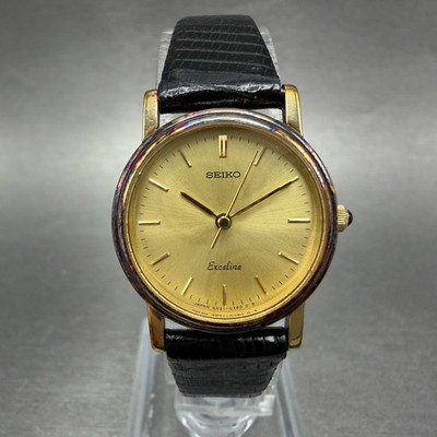 Seiko Exceline Watch Women 23mm Champagne Dial Gold Tone 4n21-0180 New ...
