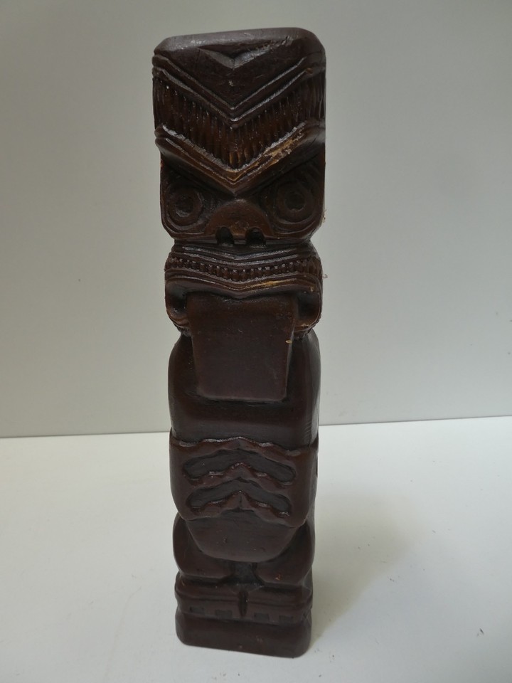 VINTAGE ORNATE CAST WAX CANDLE TIKI TOTEM STATUE NEW ZEALAND SOUVENIR ...