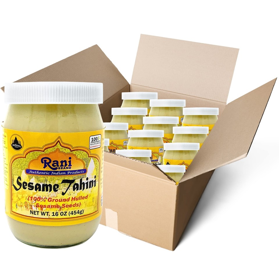 Rani Sesame Tahini (Sesame Butter) 16oz (1lb) 454g, Pack of 12, Glass ...