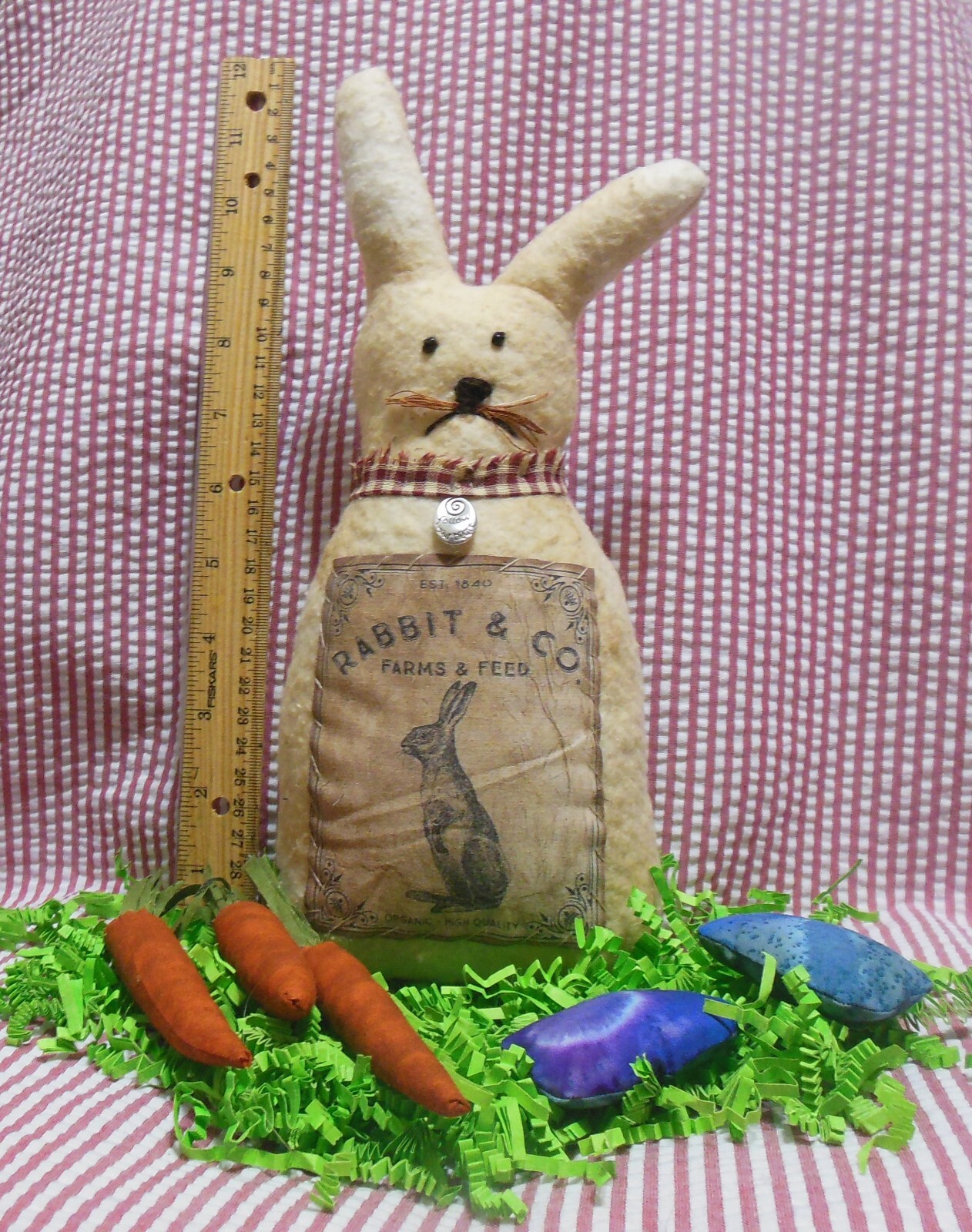 Primitive Rabbit--"Harold" Spring/Easter--11 inch cupboard tuck,ornie ...