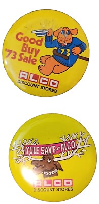 Vintage ALCO Discount Store Pin Back Buttons | eBay