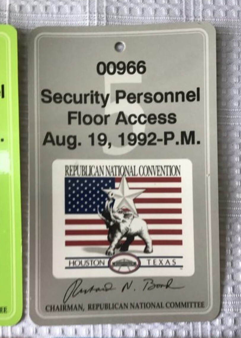 Set of 6 1992 Republican National Convention, Houston Security Passes ...