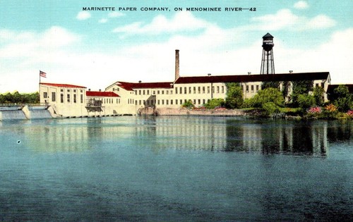 Marinette MI-Michigan Marinette Paper Company Menominee River Vintage ...