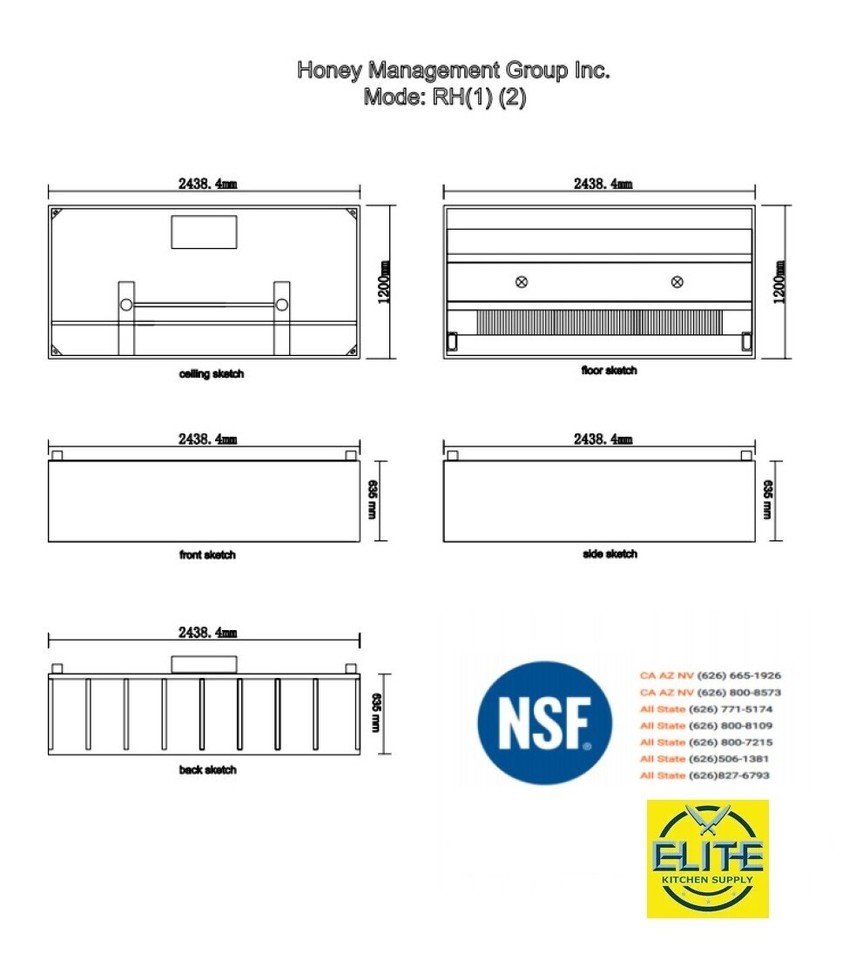 8 ft NSF Restaurant Hood And Exhaust Fan 14 HBS | eBay