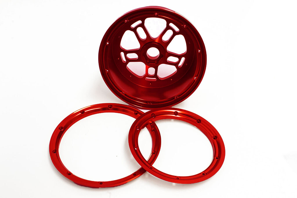 Rovan LT Truck 1/5 Scale CNC Red Aluminum Rims Fits LOSI 5IVE-T King ...