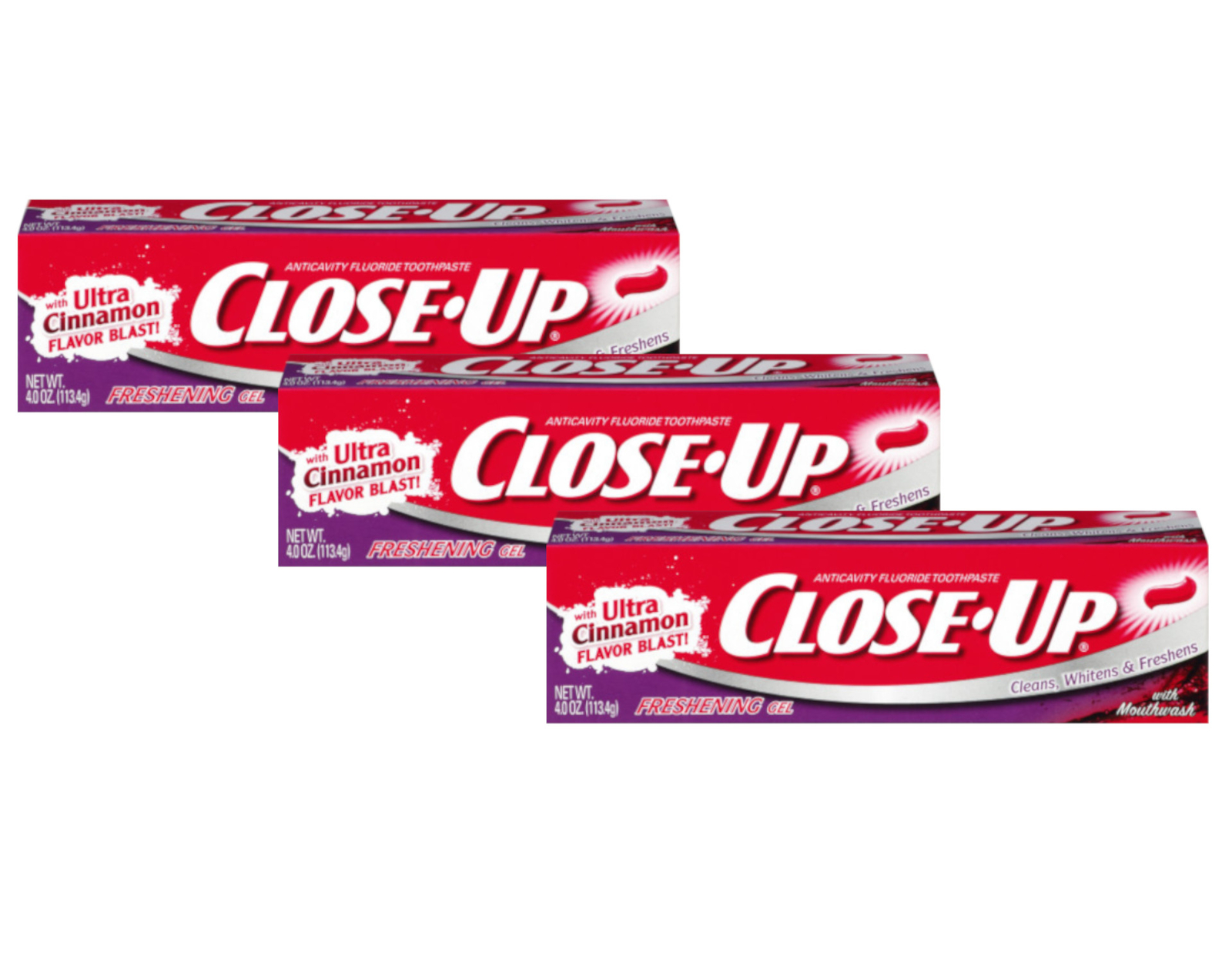 CLOSE-UP Freshening Red Gel Cinnamon Toothpaste, 4OZ - Pack of 3 | eBay
