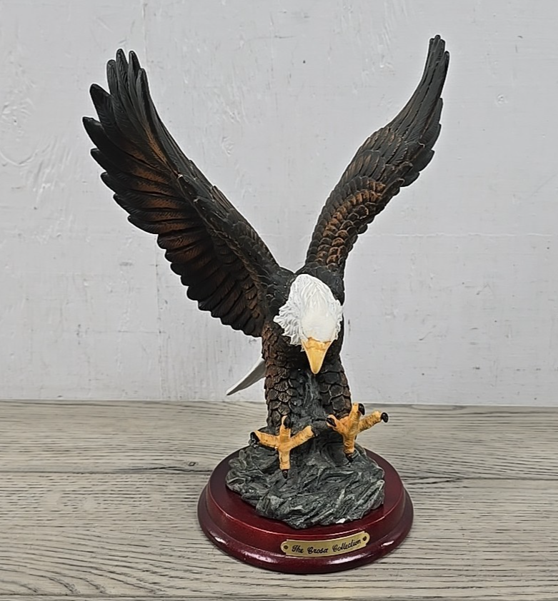Vtg The Crosa Collection Bald Eagle w/ Spread Wings Landing Hunting ...
