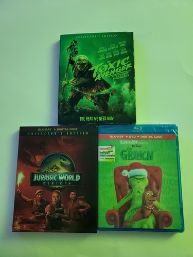 3 BLU-RAY MOVIE LOT, THE TOXIC AVENGER + JURASSIC WORLD REBIRTH + THE ...