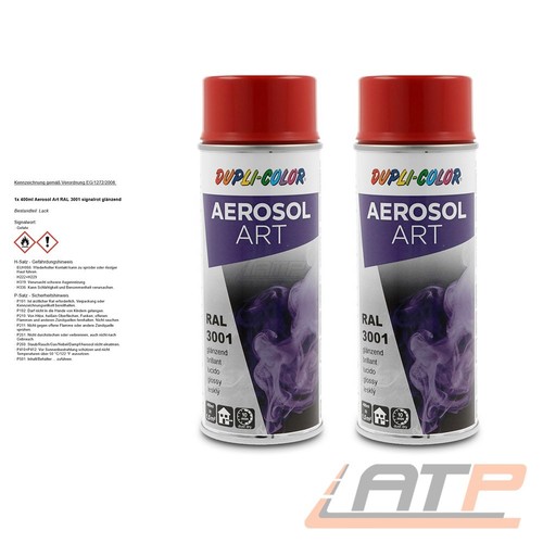 2x 400ml DUPLI COLOR AEROSOL ART RAL 3001 SIGNALROT GLÄNZEND SPRÜHLACK ...