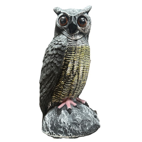 SOLAR Realistic Owl Decoy w/ Sound & Lighting Eyes Outdoor Garden Bird ...