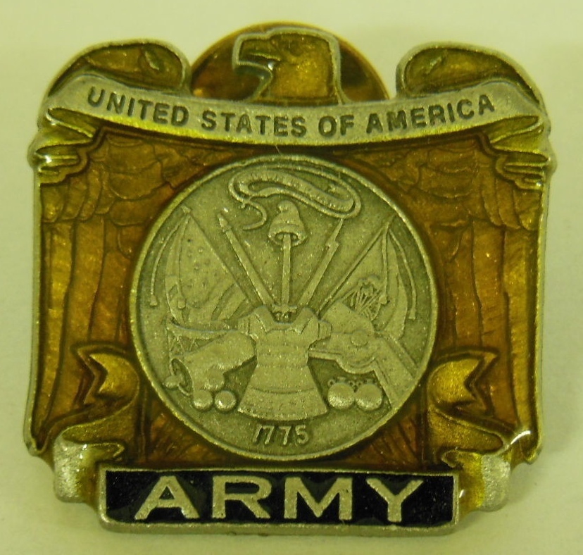 vintage UNITED STATES OF AMERICA Army PUSH BACK PIN Pewter | eBay