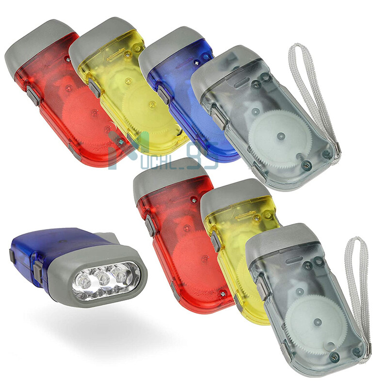 Hand Crank Flashlights No Battery Required Torch Light 3 LED Squeeze ...