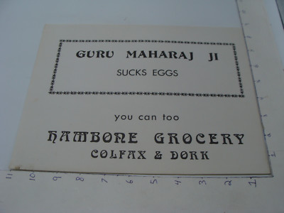 Original GURU MAHARAJ JI sucks eggs - Hambone Grocery -- Denver co ...