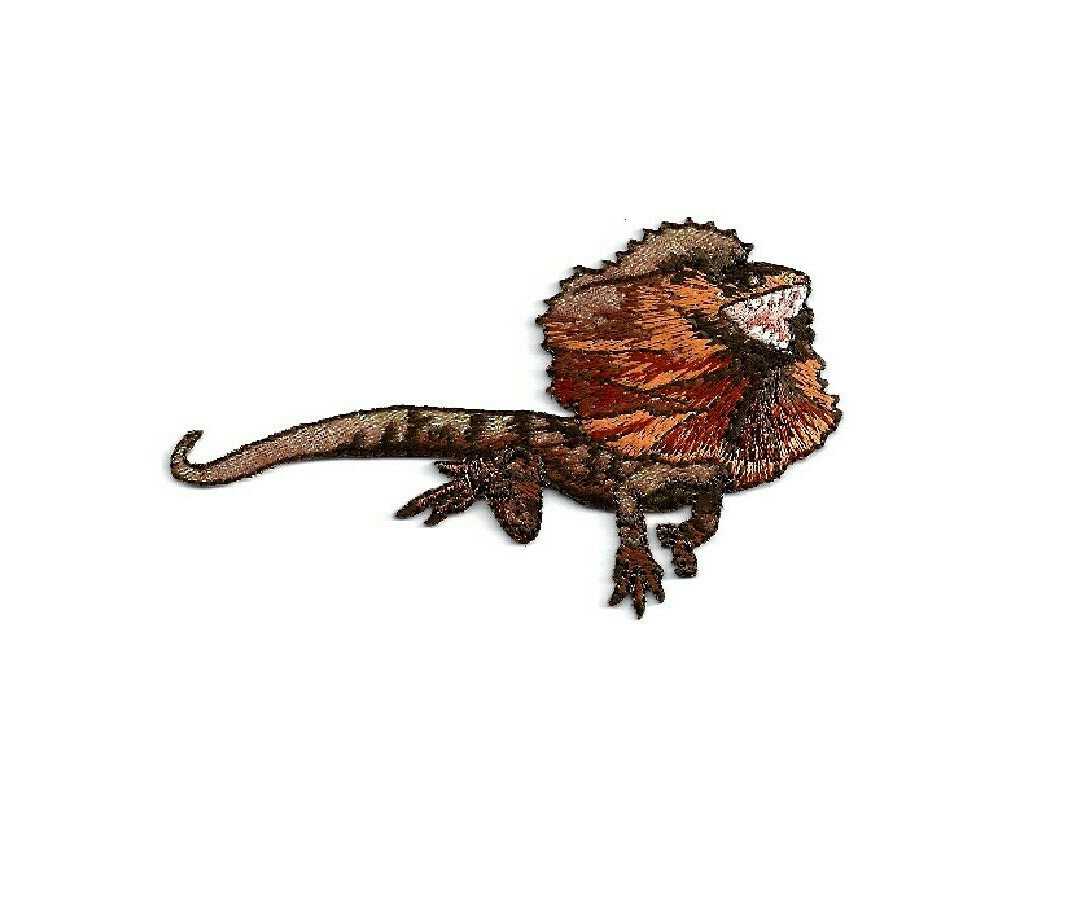 Frilled-Neck Lizard - Frilled Dragon - Reptile - Embroidered Iron On ...