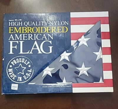 Vintage 2002 Gama 3X5 FT USA Embroidered Nylon Stars American Flag USA ...