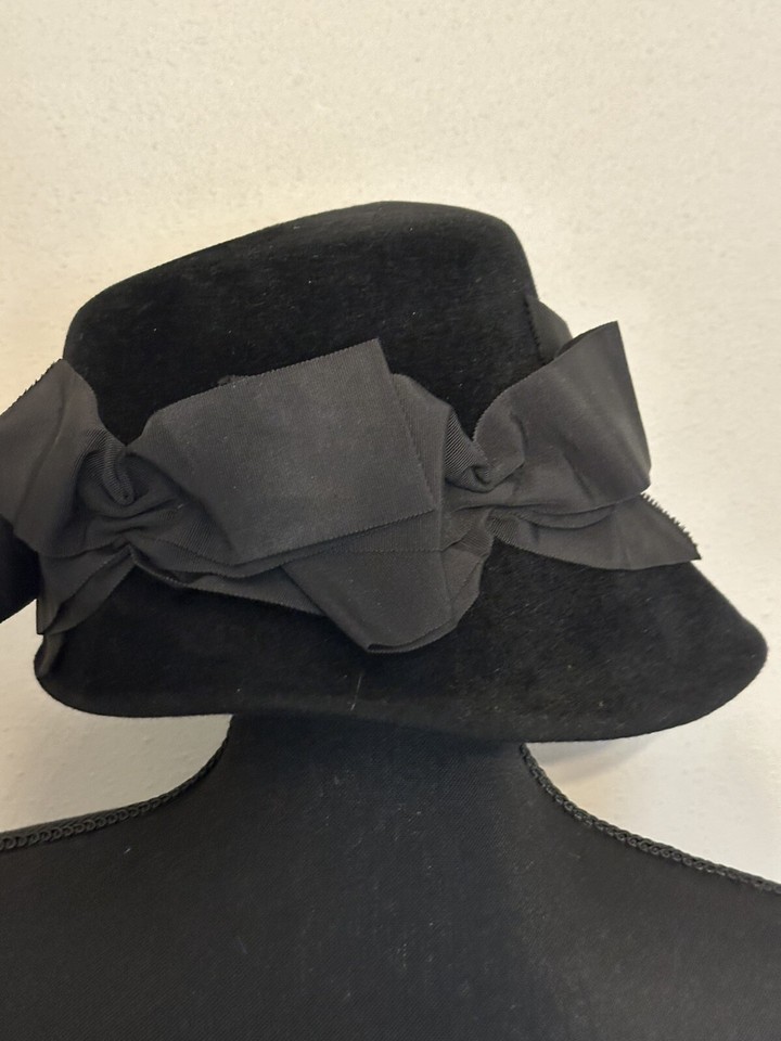 50s 60s Black Wool Hat With Bows STUNNING Rhinestone Embellished | eBay