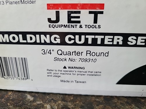 JET Tools 3/4'' QUARTER ROUND Molding Cutter Set For JPM-13 Planer ...
