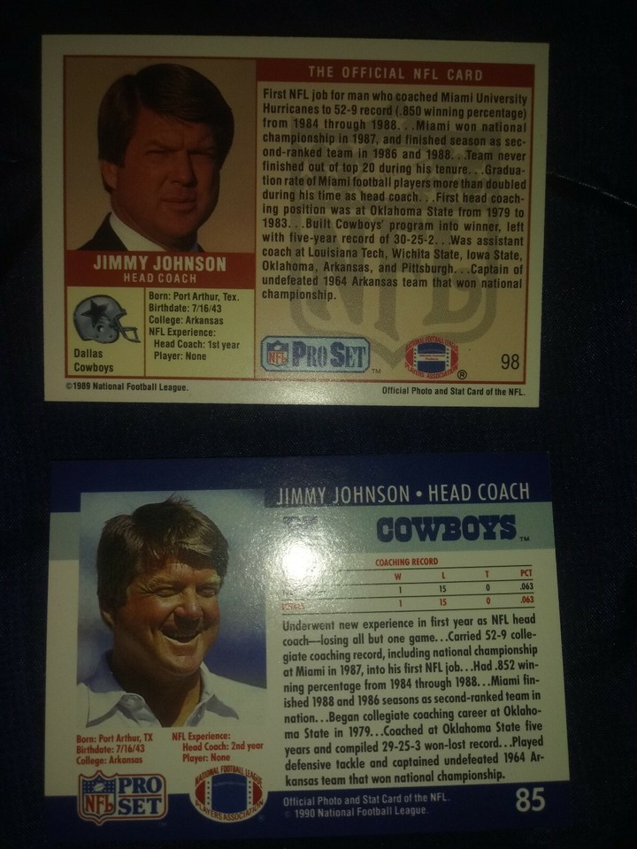 Jimmie Johnson HOF Football cards lot. Rookie & 2nd year | eBay