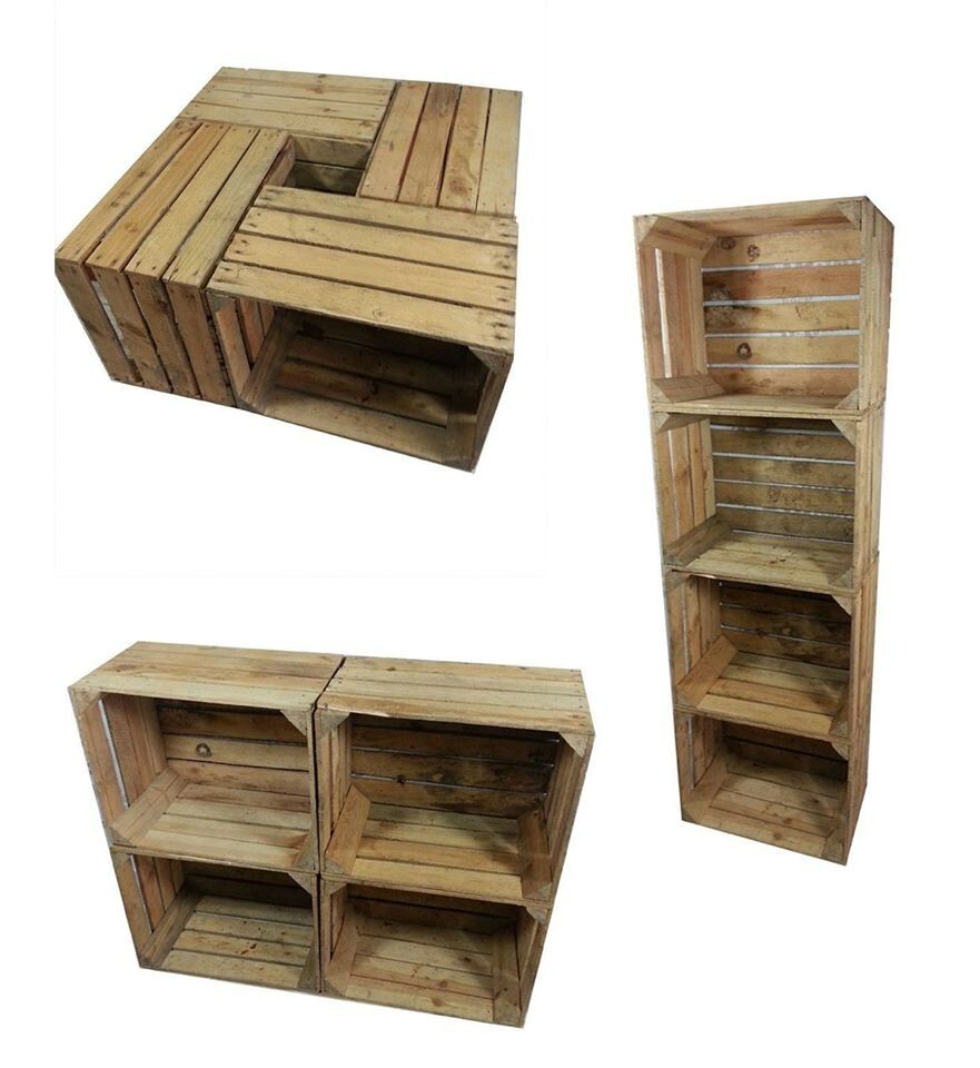 3 x Vintage Wooden Apple Fruit Crate Rustic Old Bushel Box, Shabby Chic ...