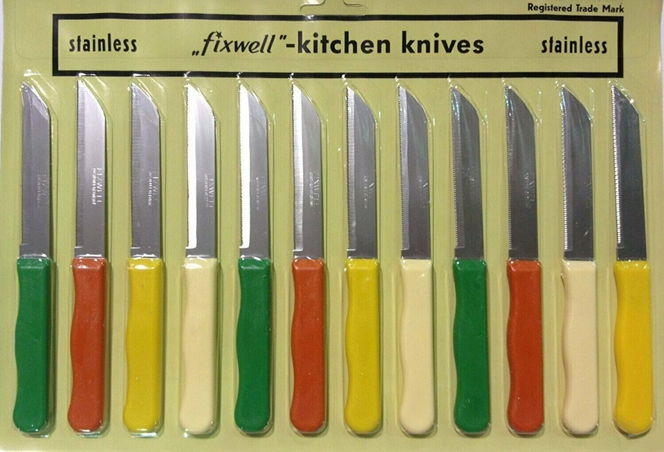 FIXWELL Stainless Steel Knife Set Assorted Color Multi-purpose Use Pack ...