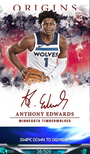 Anthony Edwards 2020-21 Panini Origins RC Digital Dunk Auto Red #’d/500 ...
