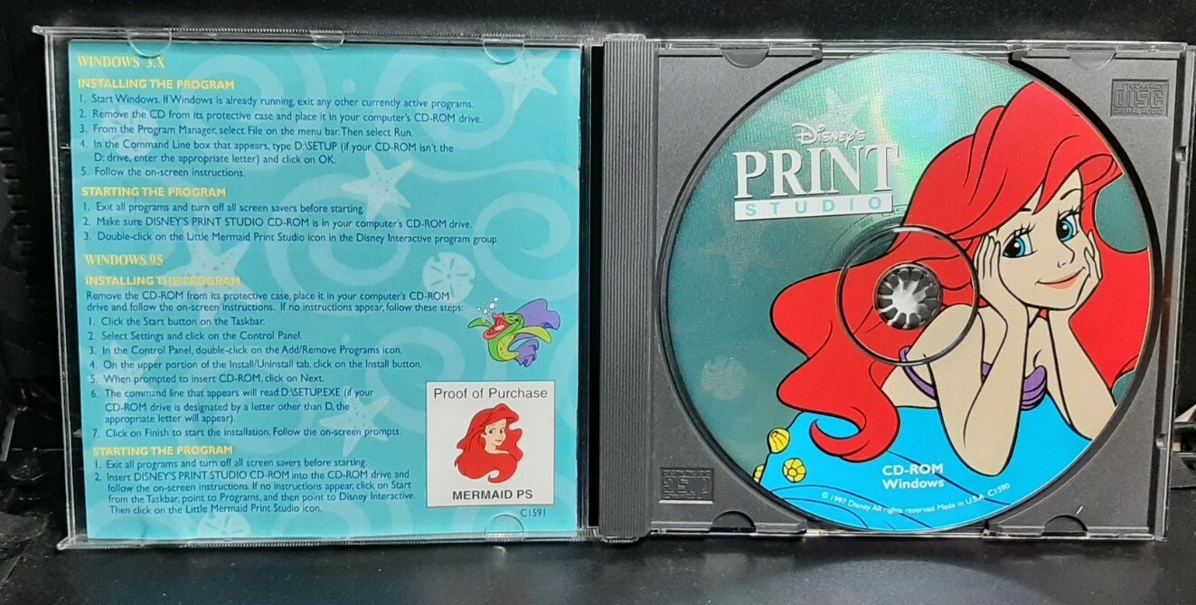 Disney's The Little Mermaid Print Studio PC CD-ROM 1997 Windows 95 ...