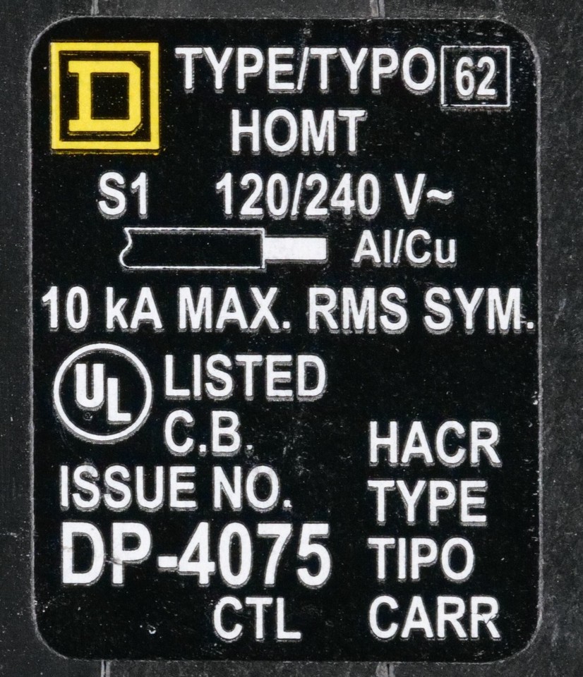 5 x Square D HomeLine HOMT1515 Tandem Single Pole 15A Circuit Breaker ...