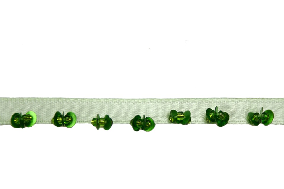 3/8" Beaded Ribbon Trim with Glass Beads Sequins Blue Green Black by ...