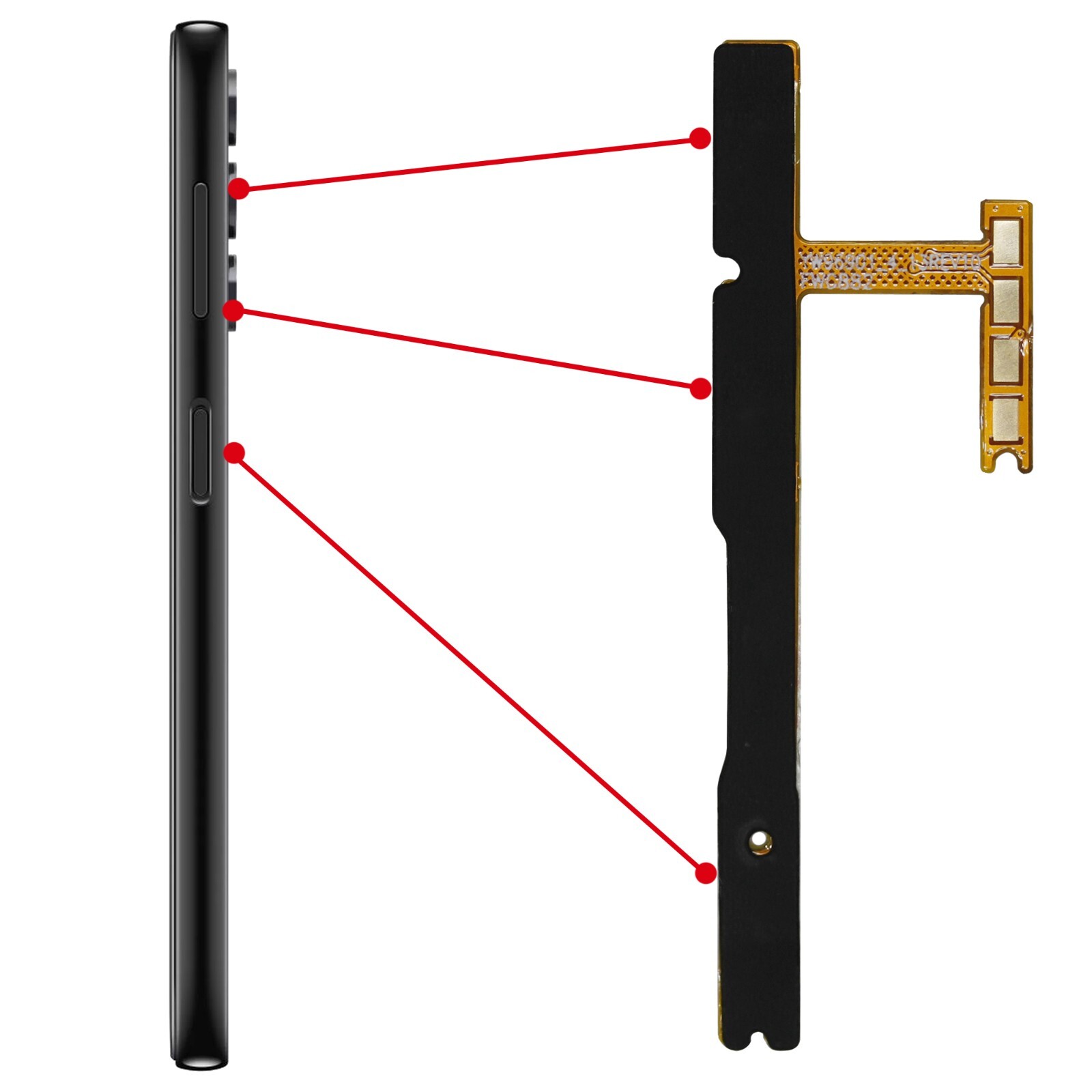 Power & Volume Key Button Flex Cable Ribbon For Samsung Galaxy A14 5G ...
