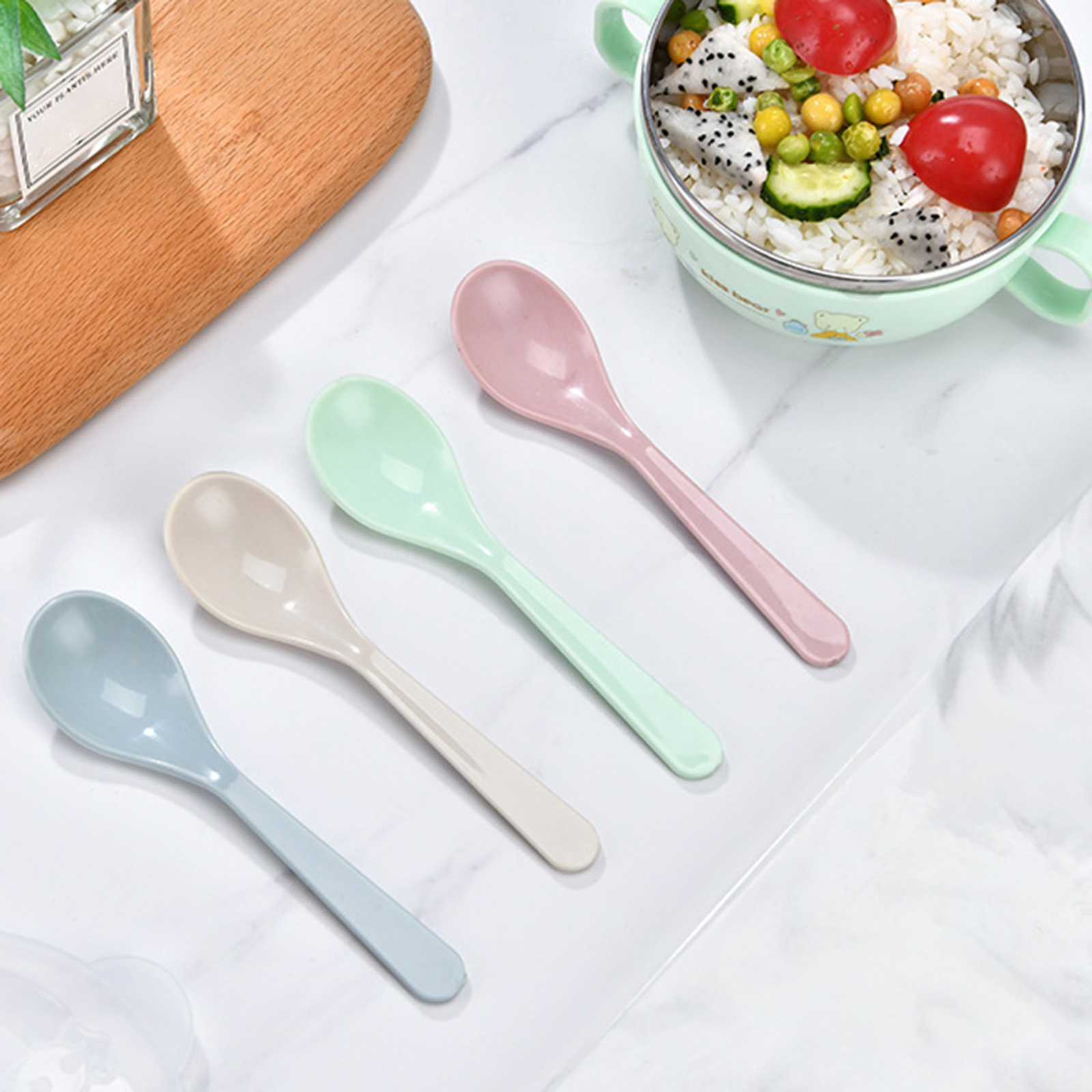 Toddlers Bowl Dual Handles Dustproof Cartoon Kids Bowl Toddlers Spoon ...