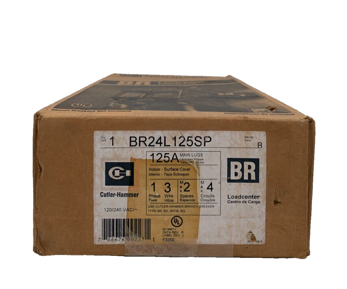 NEW - EATON - BR24L125SP - 1PH, 125A, NEMA 1, MAIN LUG LOAD CENTER | eBay