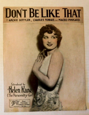Sheet Music Helen Kane (Betty Boop) in sleeveless dress Don't Be Like ...