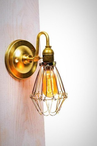 Caged Edison Brass Loop Arm Turnkey Wall Sconce | eBay