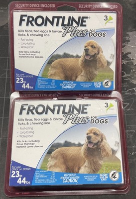 2 PACK FRONTLINE Plus Flea & Tick Treatment for Dogs 23-44Lbs 3 DOSES ...
