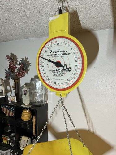 Vtg AMERICAN FAMILY SCALE Co. Chicago Hanging Basket Store Scale 60lb ...