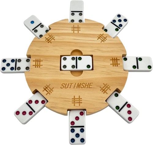 Wooden Hub Centerpiece for Mexican Train Dominoes Game with Felted ...