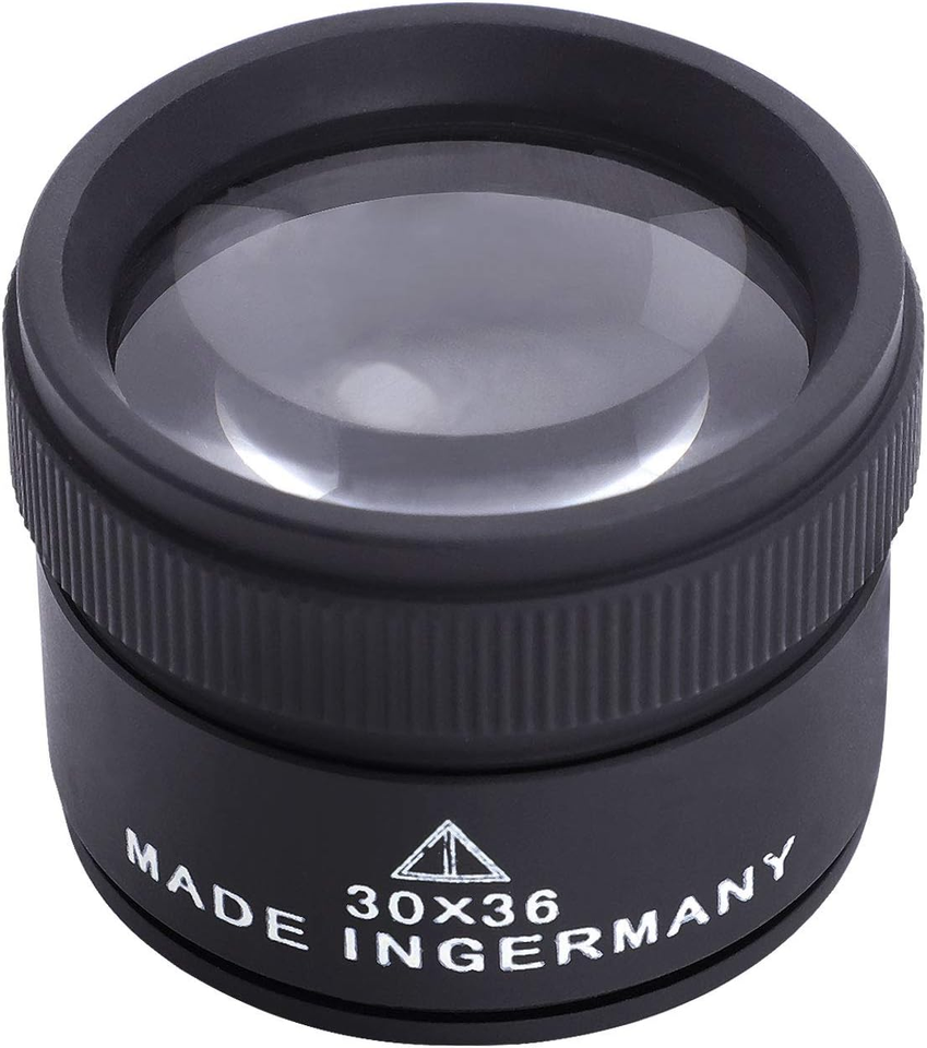 Portable Magnifying Glass 30X Pocket Magnifier with 2 Lens High Clear ...
