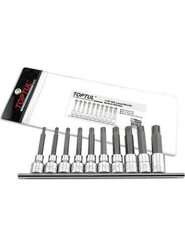 Toptul 10 Piece 1/2In Dr Long Ribe Bit Socket Rail Set Extra Long ...