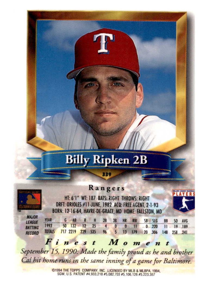 1994 Finest Billy Ripken 339 | eBay