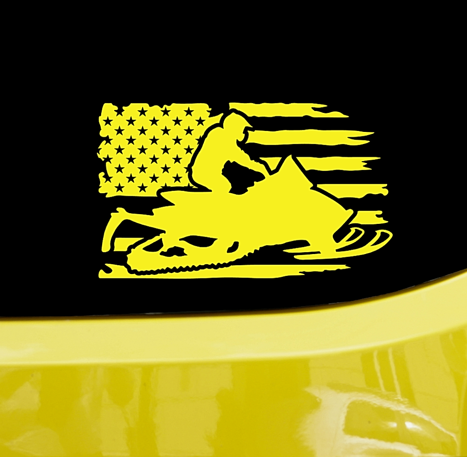 Snowmobile American Flag Decal Stickers Truck Trailer Window Wall 22 ...