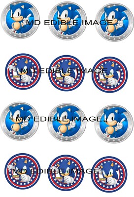 Sonic the hedgehog Edible Rice Paper Image Cupcake Toppers 12 x 2 ...