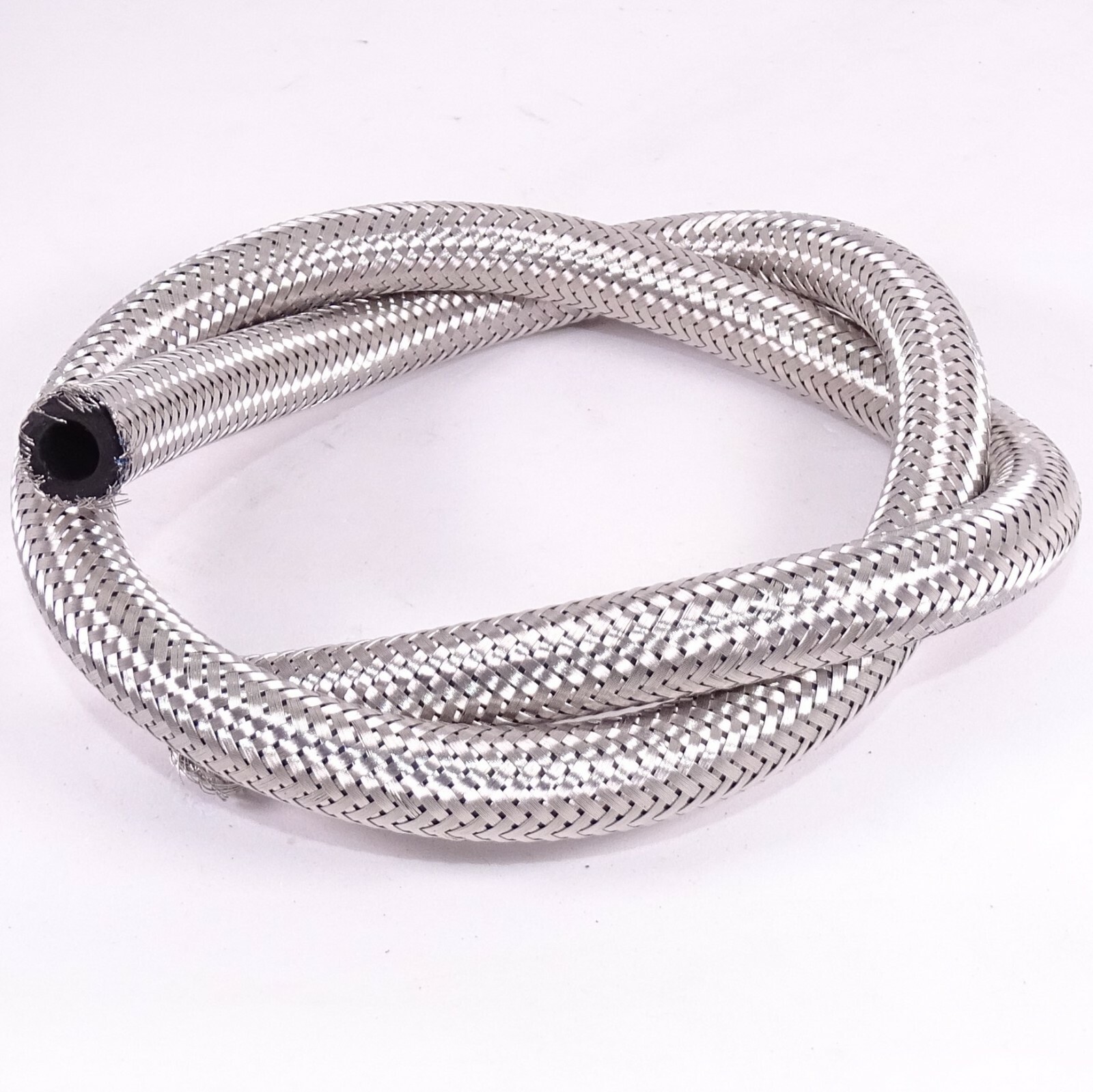 8mm AN6 Rubber Fuel Hose Stainless Steel Braided Overbraid Line Oil BS ...